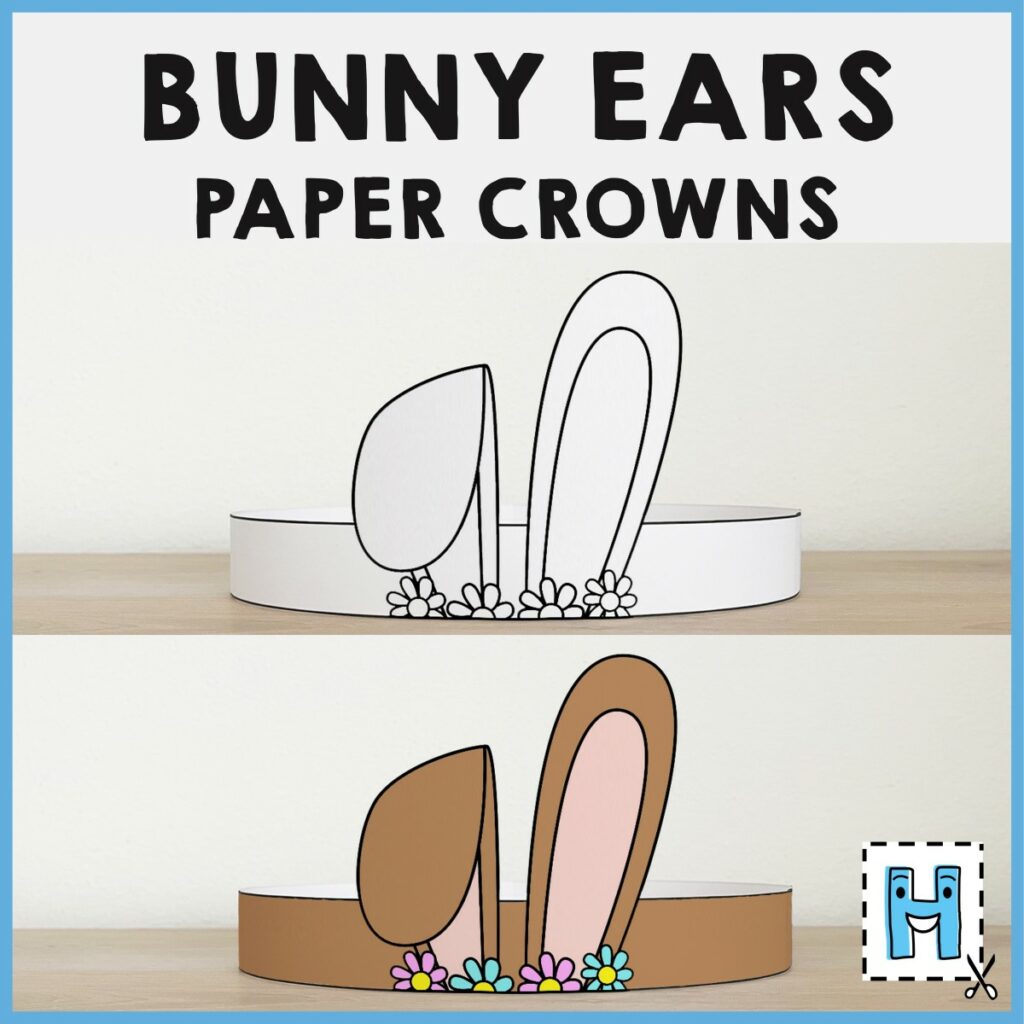 Bunny ears Easter Paper Crown Headband Printable Spring Coloring Craft ...