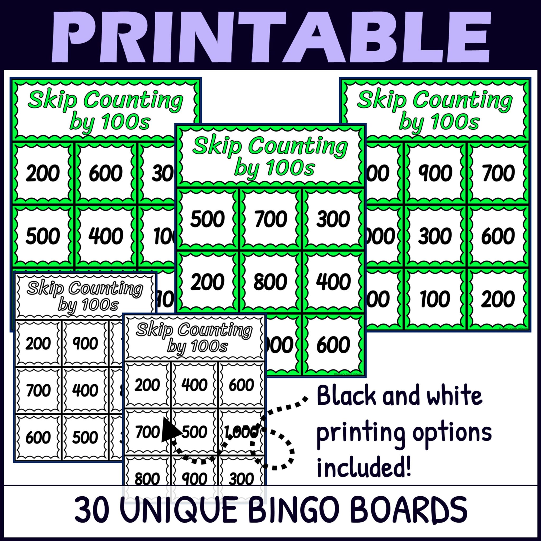 Skip Counting by 100s Activity | Bingo Game | Made By Teachers