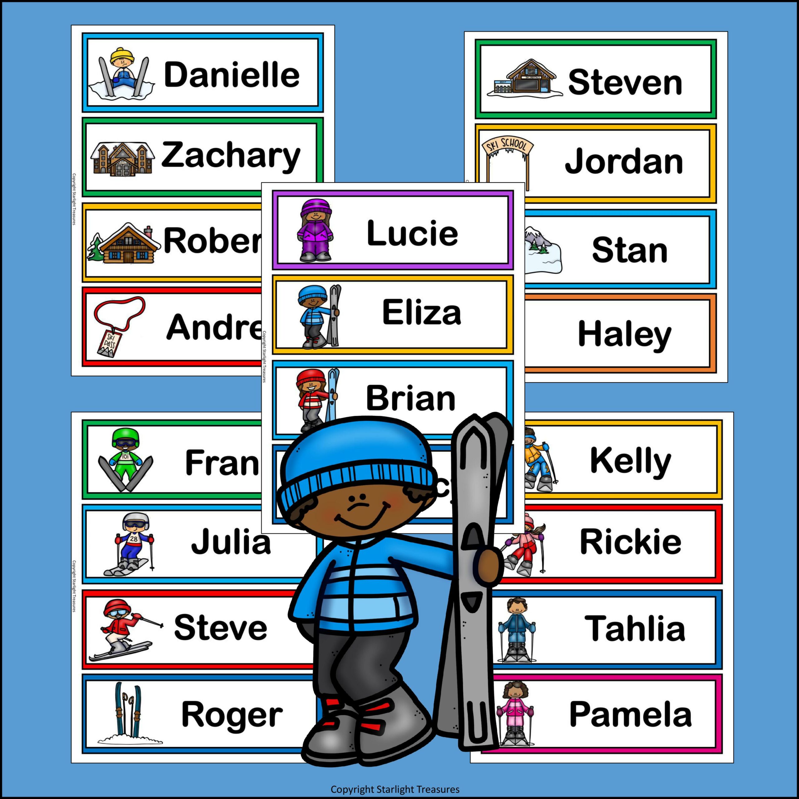 Ski Vacation Desk Name Tags - Editable | Made By Teachers