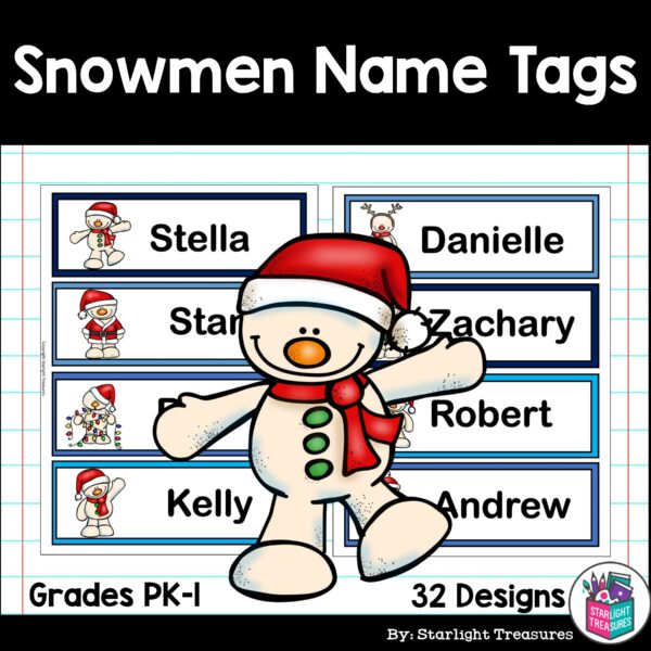 Snowmen Desk Name Tags - Editable | Made By Teachers