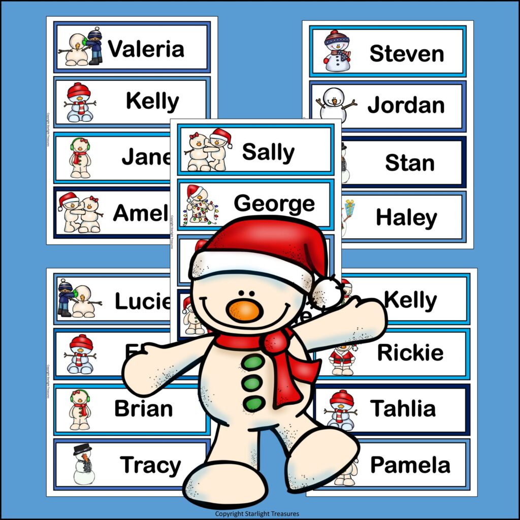 Snowmen Desk Name Tags - Editable | Made By Teachers