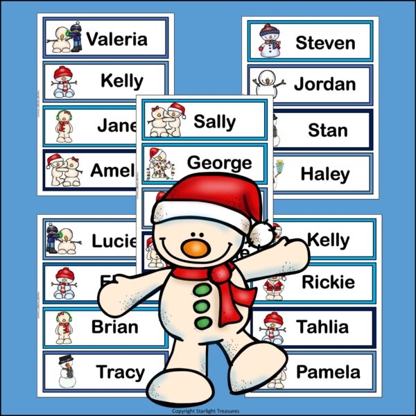 Snowmen Desk Name Tags - Editable | Made By Teachers