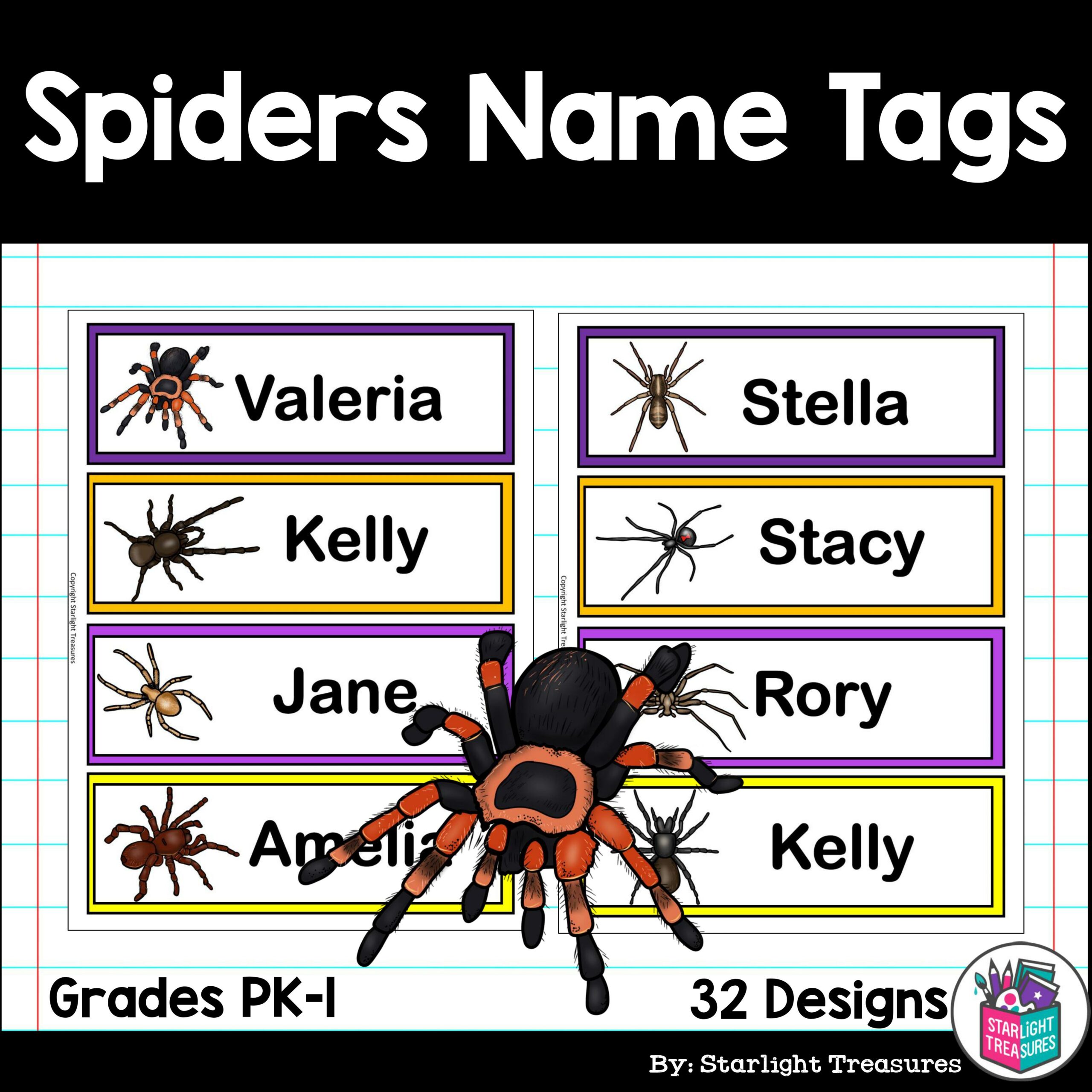 Spiders Desk Name Tags - Editable | Made By Teachers