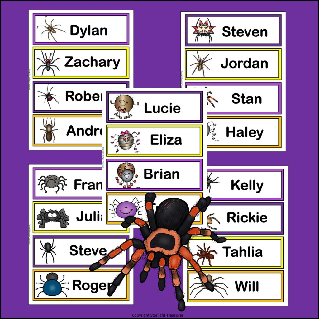 Spiders Desk Name Tags - Editable | Made By Teachers