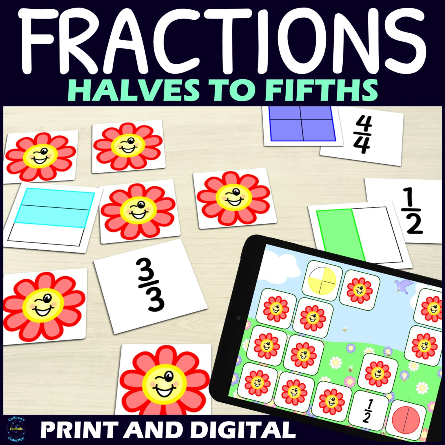 Spring Fractions Activity - Matching - 1/2s-1/5s | Made By Teachers