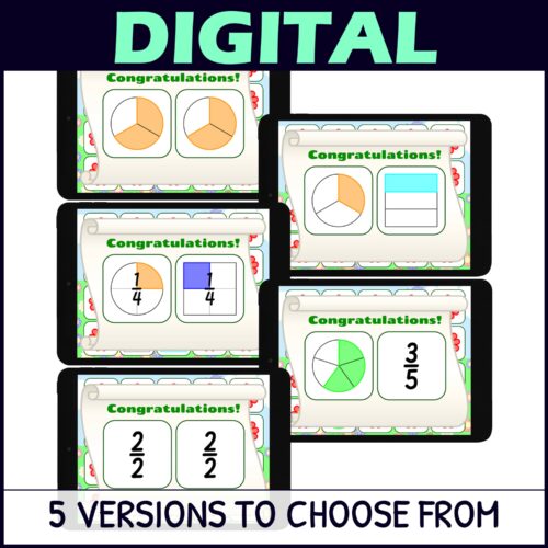 Spring Fractions Activity - Matching - 1/2s-1/5s | Made By Teachers