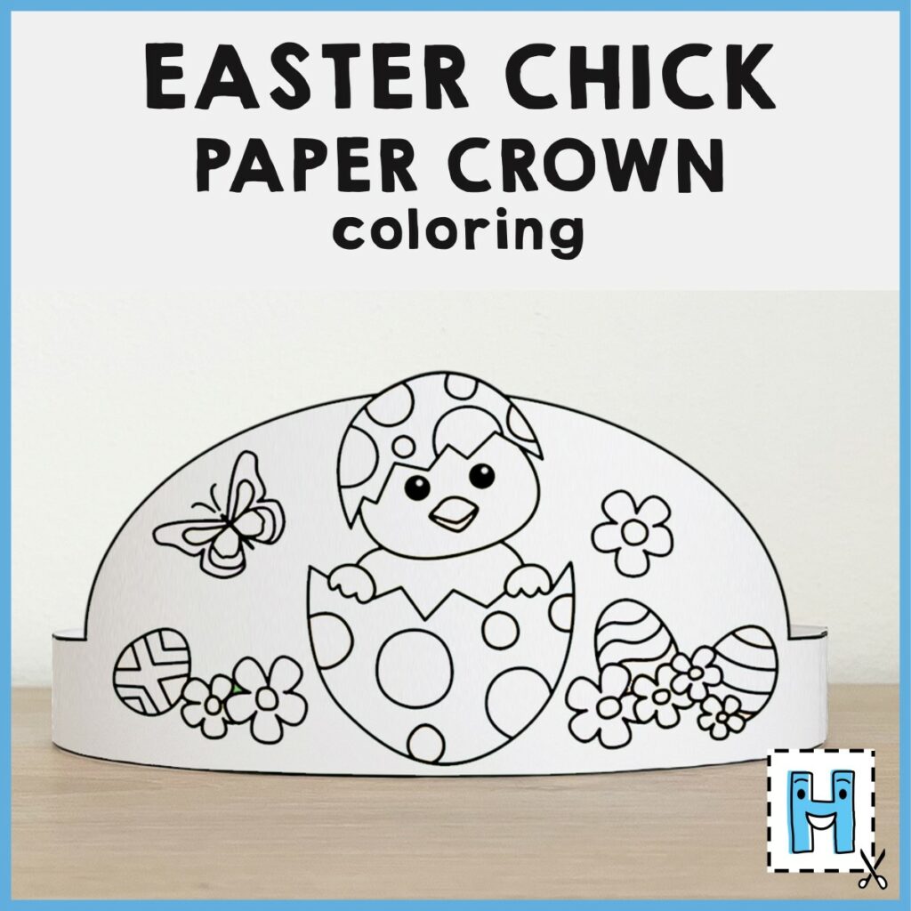 Easter chick Eggs Paper Crown Headband Printable Easter Craft Coloring ...
