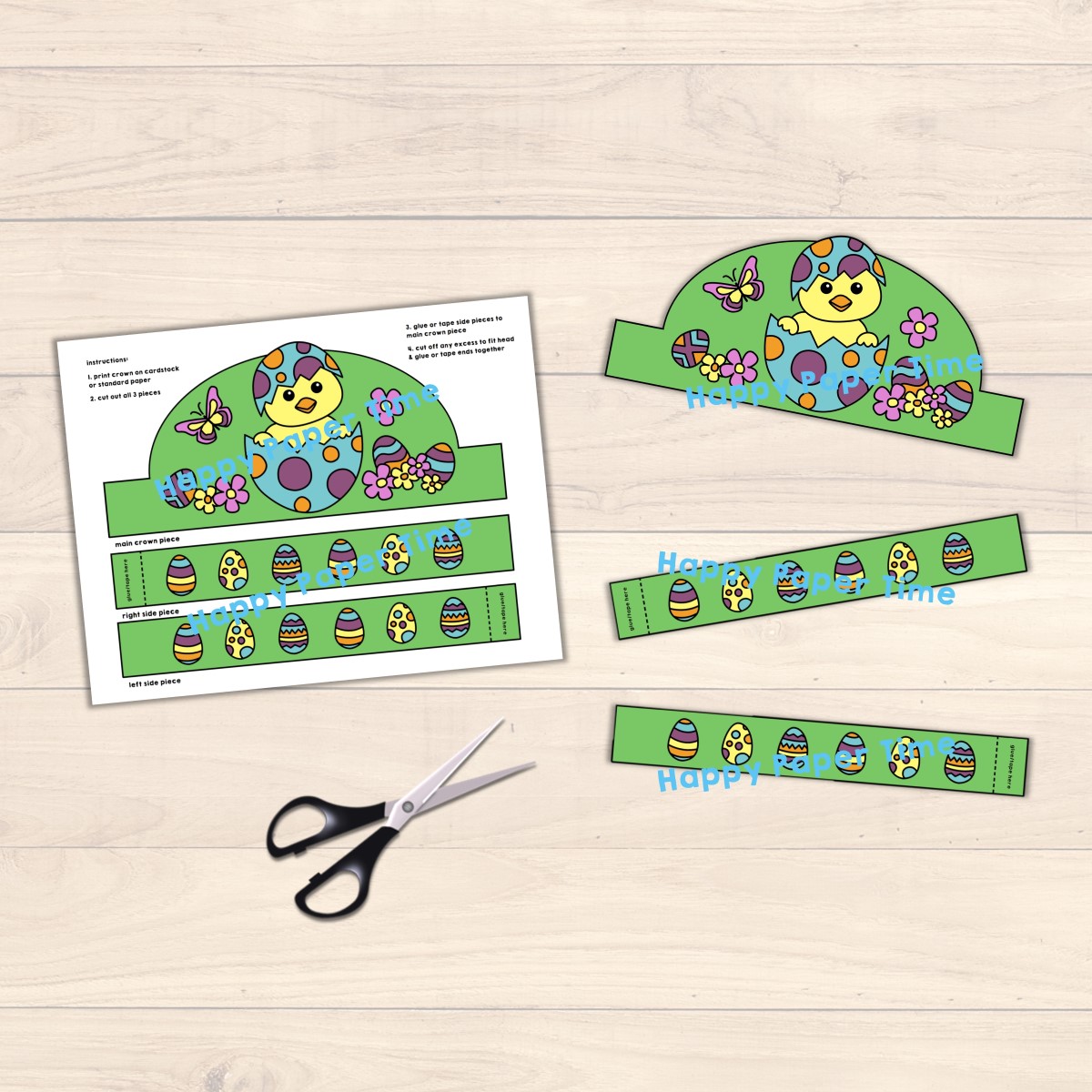 Easter chick Eggs Paper Crown Headband Printable Easter Craft Activity ...