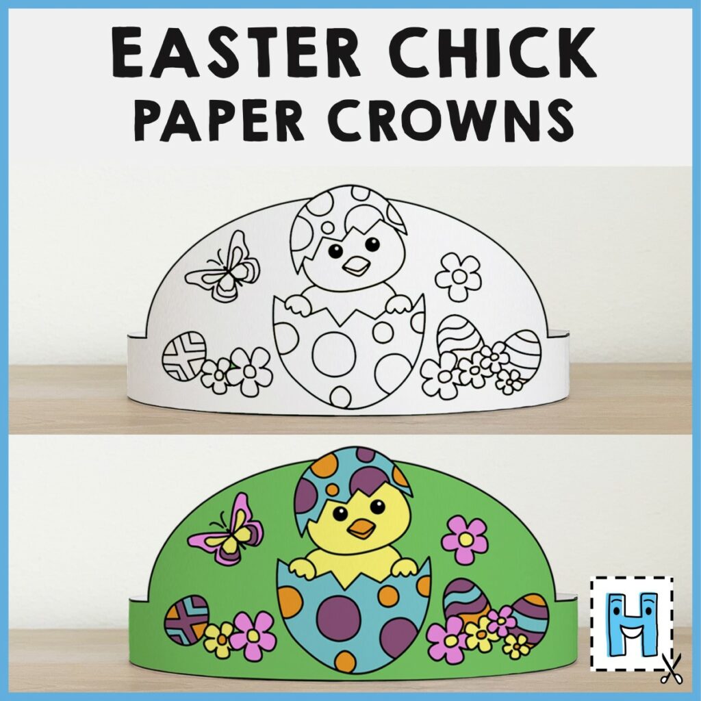 Easter chick Eggs Paper Crown Headband Printable Easter Craft Coloring ...