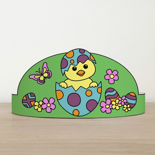 Easter chick Eggs Paper Crown Headband Printable Easter Craft Coloring ...