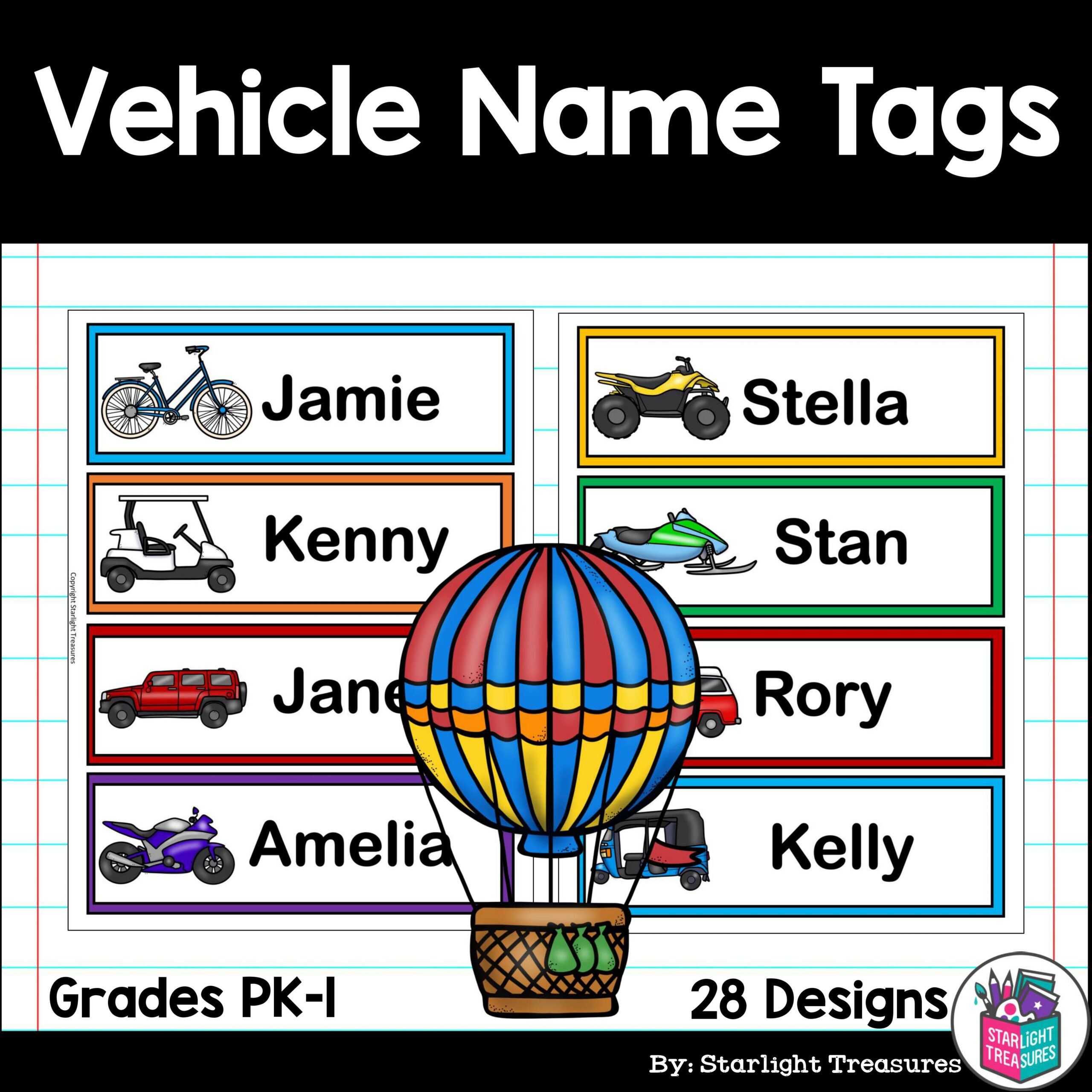 Vehicle Desk Name Tags - Editable | Made By Teachers