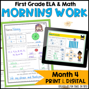 Morning Work 1st Grade Digital Google Slides and Printable | Month 4 ...