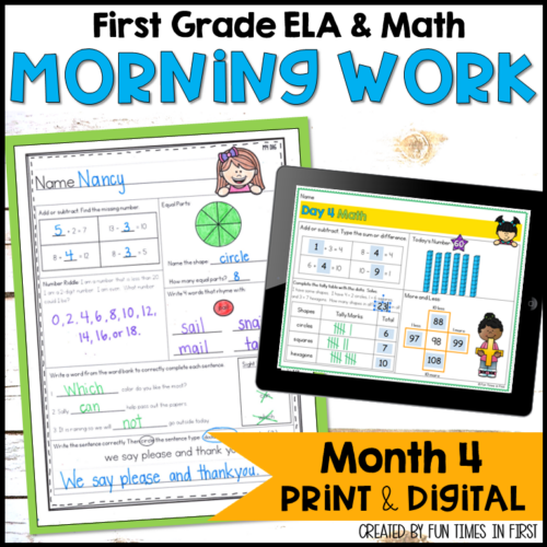 Morning Work 1st Grade Digital Google Slides and Printable | Month 4 ...
