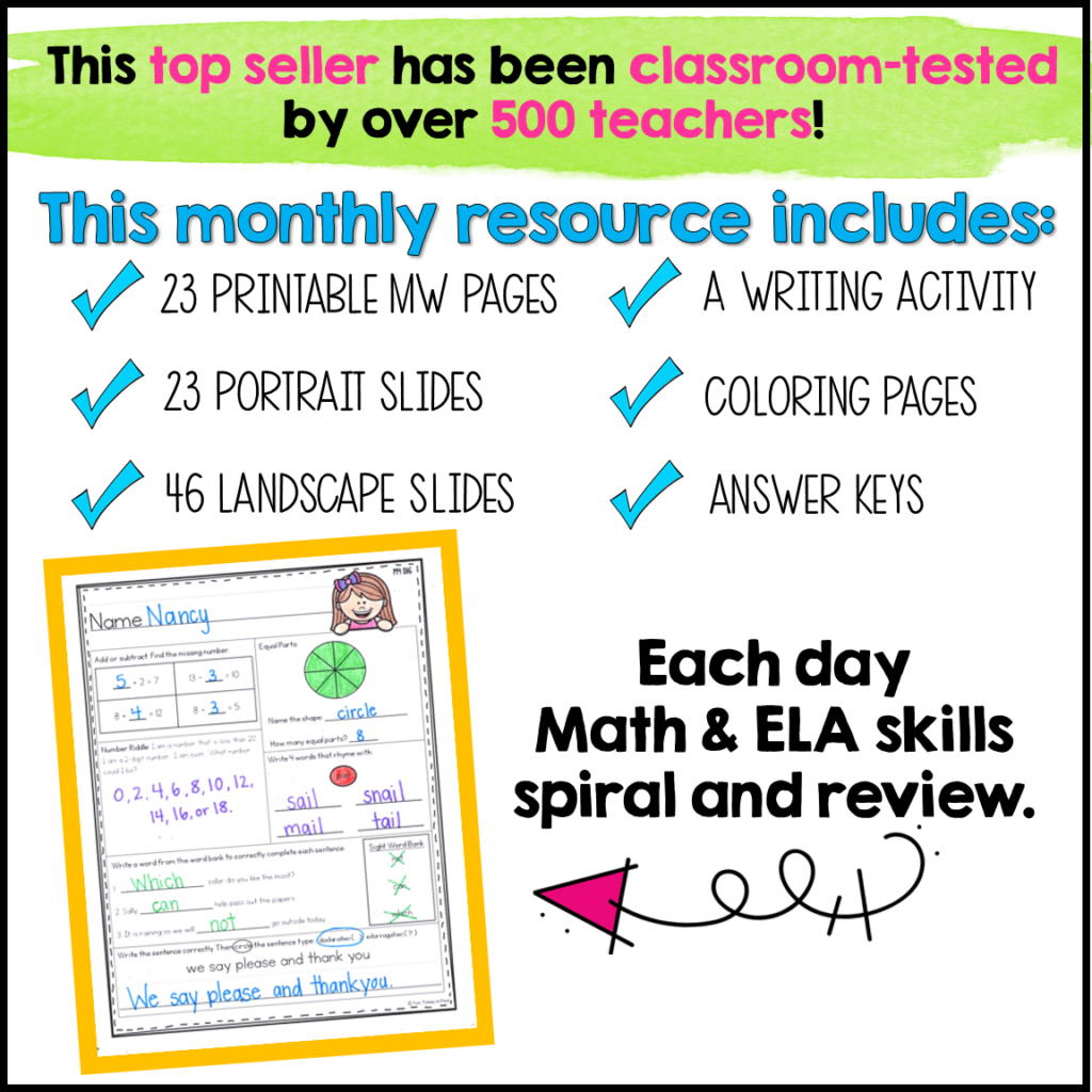 Morning Work 1st Grade Digital Google Slides and Printable | Month 4 ...