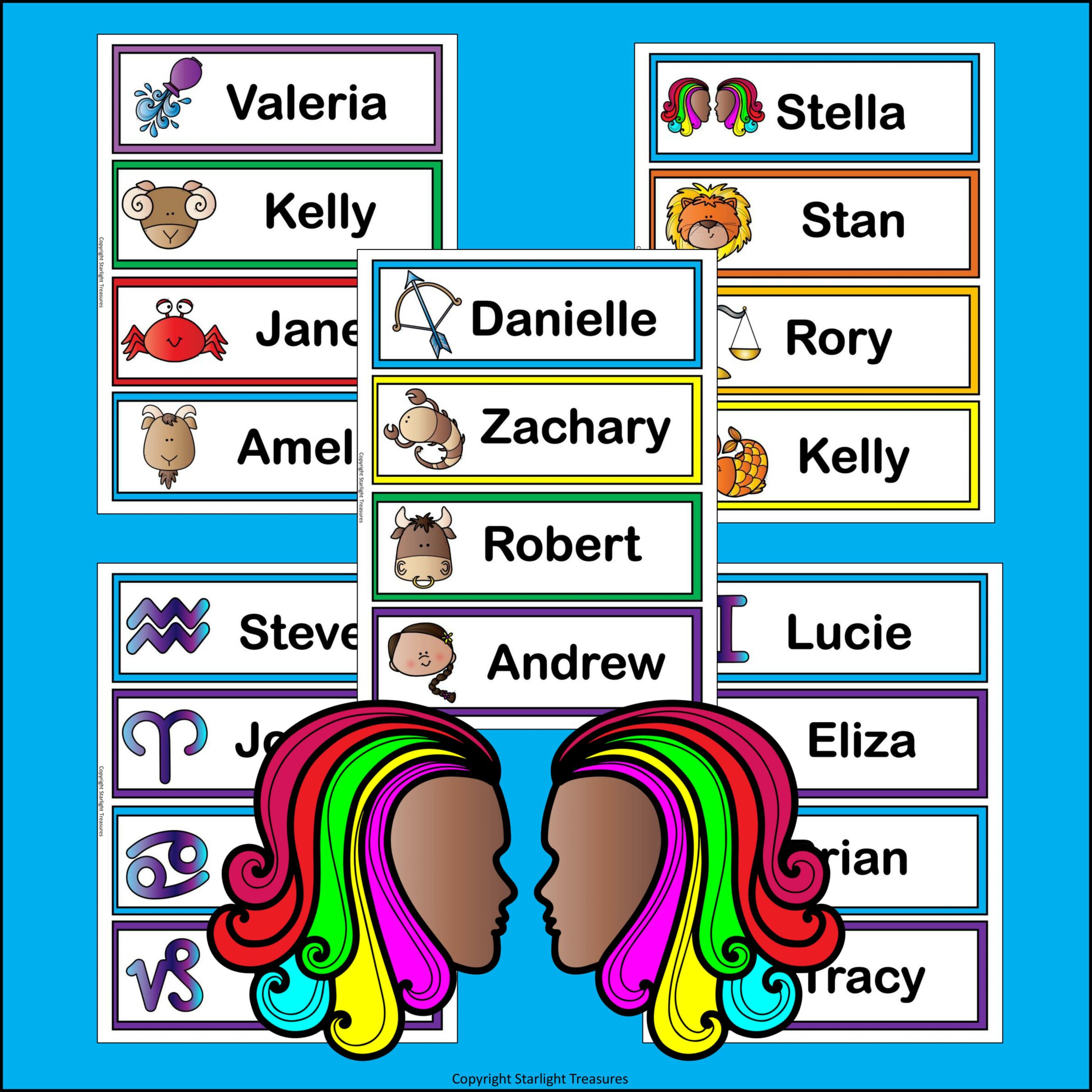 Zodiac Desk Name Tags - Editable | Made By Teachers