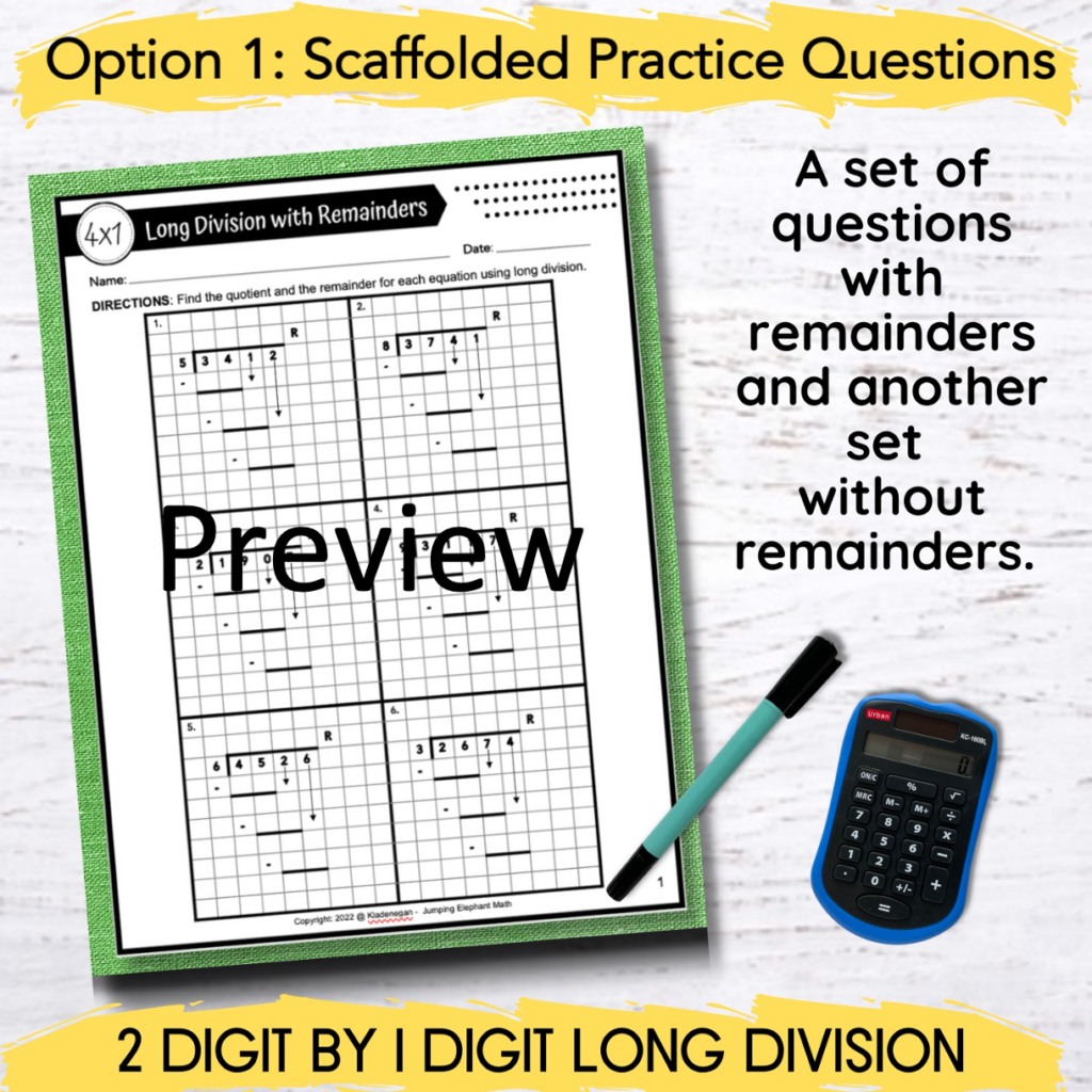 Long Division Worksheets 2 Digit by 1 Digit With and Without Remainders ...