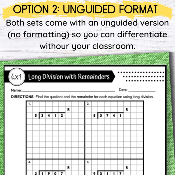 Long Division Worksheets 2 Digit by 1 Digit With and Without Remainders ...