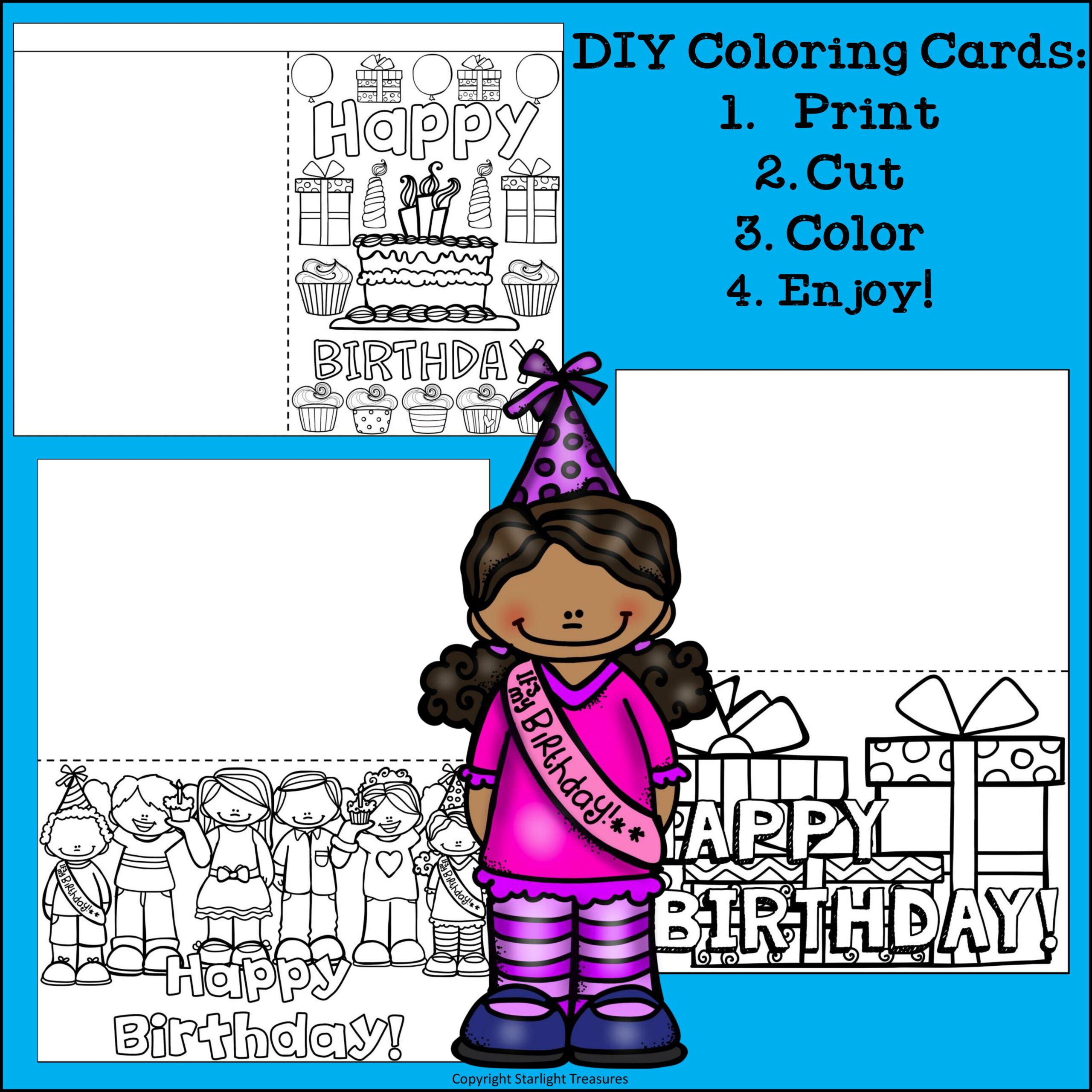 DIY Birthday Coloring Cards - Birthday Activities | Made By Teachers