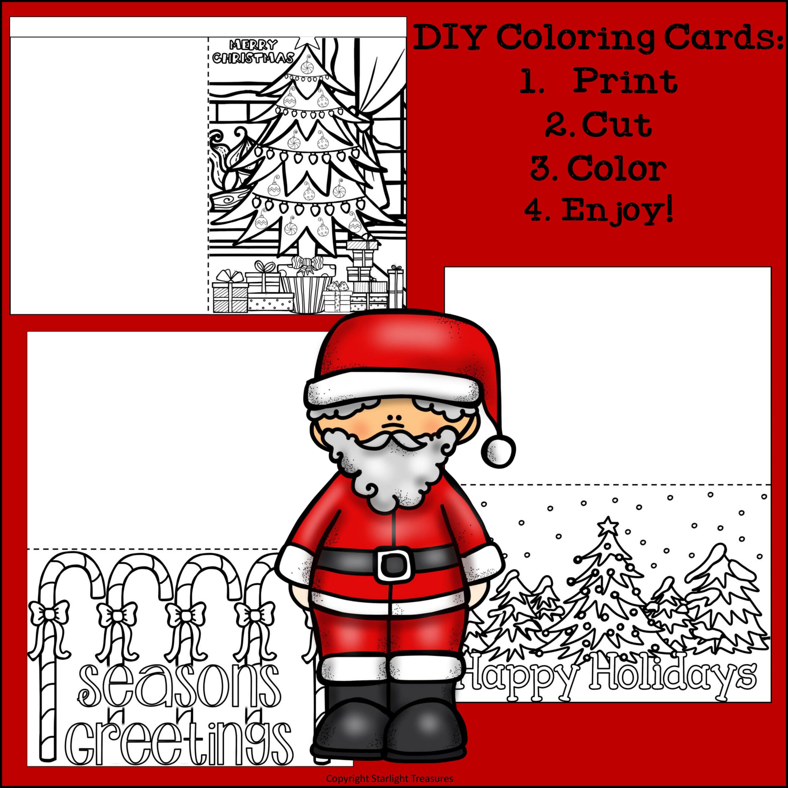 DIY Christmas Coloring Cards - Christmas Activities | Made By Teachers