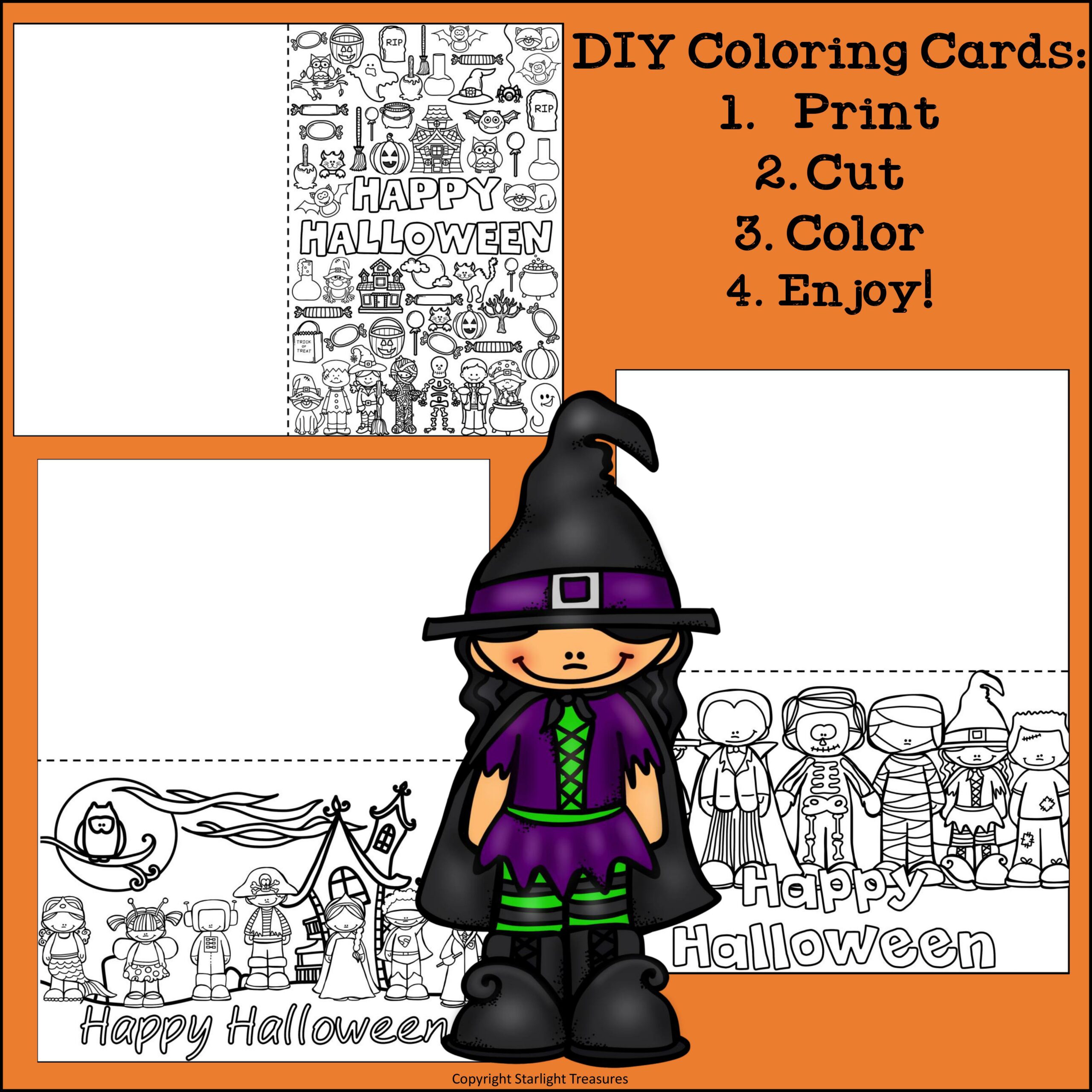 DIY Halloween Coloring Cards - Halloween Activities | Made By Teachers