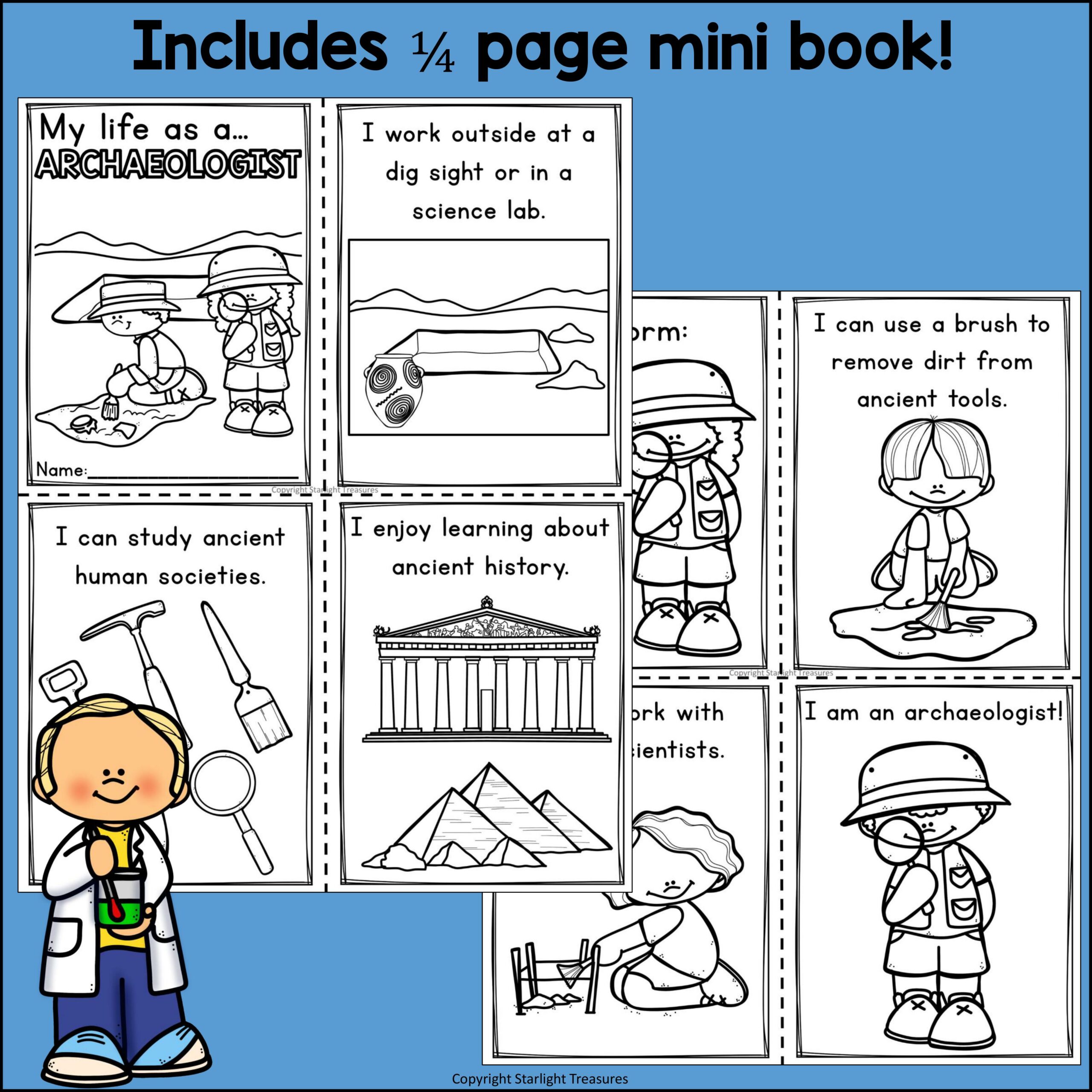 Archaeologist Mini Book for Early Readers - Types of Scientists | Made ...
