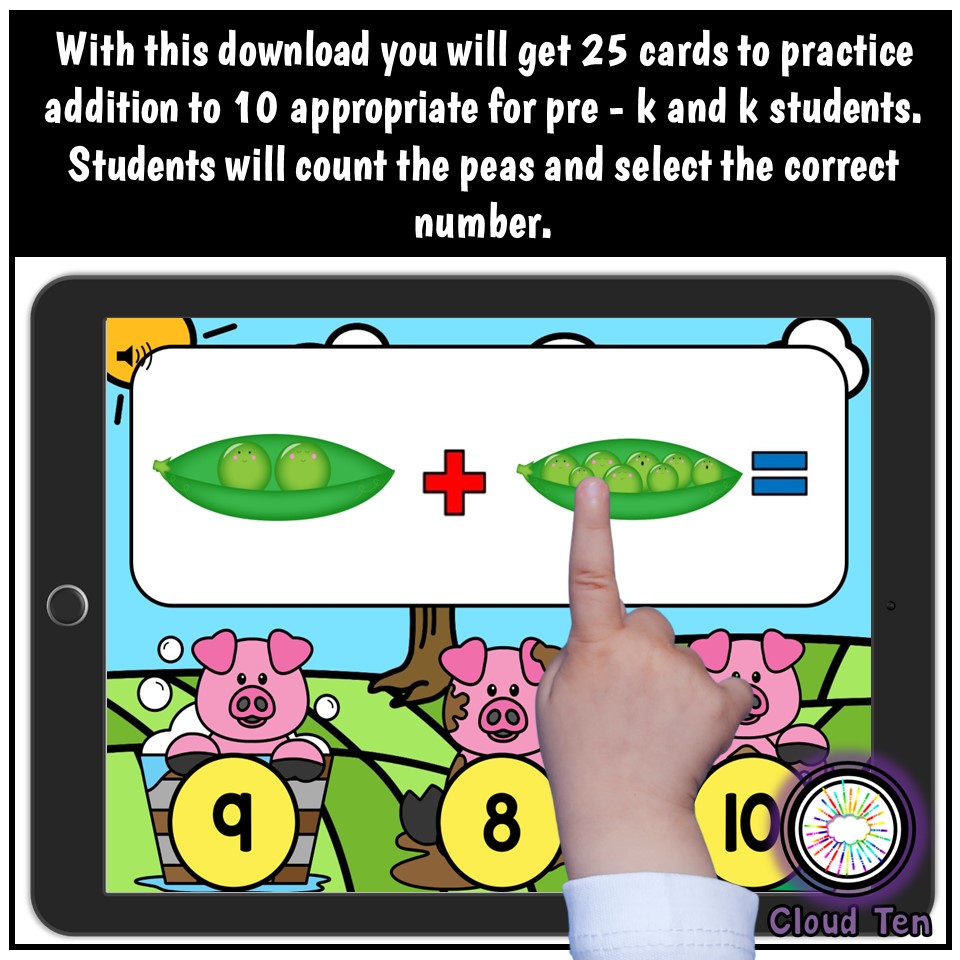 Sums to 10 - Part 2 - Boom Cards™ | Digital Task Cards | Made By Teachers