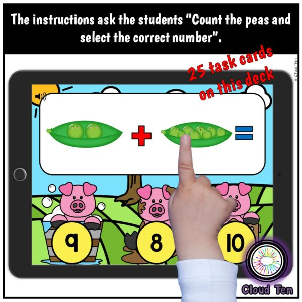 Sums to 10 - Part 2 - Boom Cards™ | Digital Task Cards | Made By Teachers