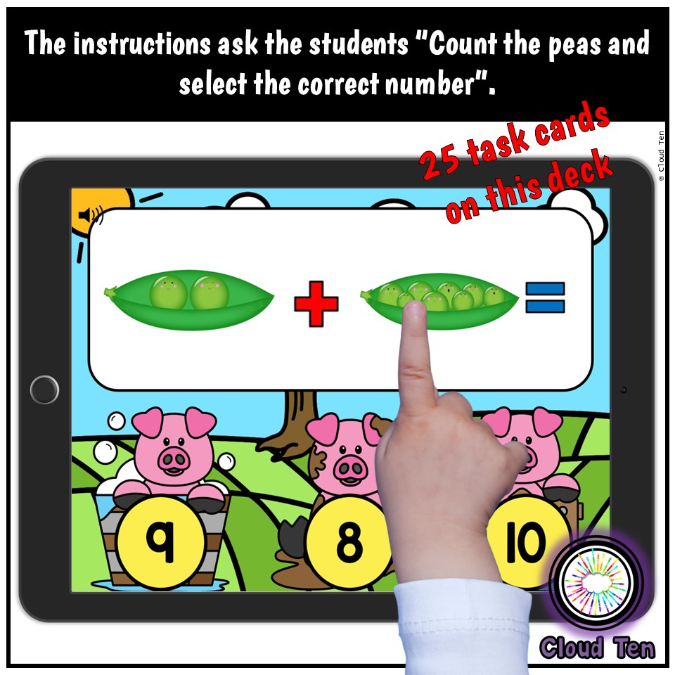 Sums to 10 - Part 2 - Boom Cards™ | Digital Task Cards | Made By Teachers
