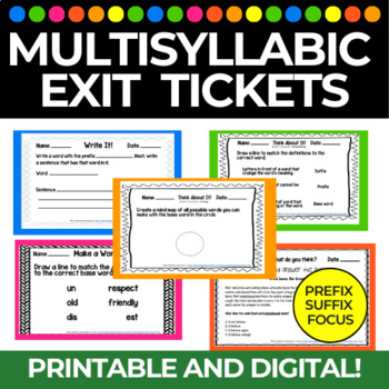 Multisyllabic Word List - 93 Exit Tickets - Prefix Suffix Focus - 2nd ...
