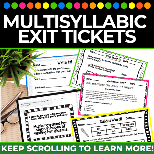 Multisyllabic Word List - 93 Exit Tickets - Prefix Suffix Focus - 2nd ...