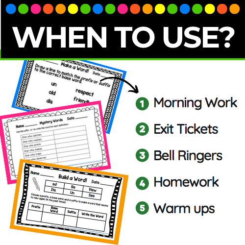Multisyllabic Word List - 93 Exit Tickets - Prefix Suffix Focus - 2nd ...