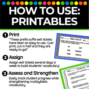 Multisyllabic Word List - 93 Exit Tickets - Prefix Suffix Focus - 2nd ...