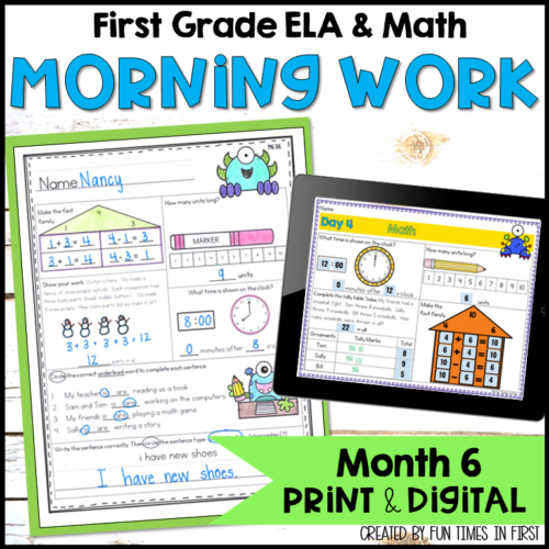 Morning Work First Grade Printable and Digital Google Slides Month 6 ...