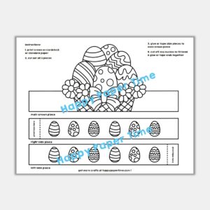 Easter Eggs Basket Paper Crown Headband Printable Easter Craft Coloring ...