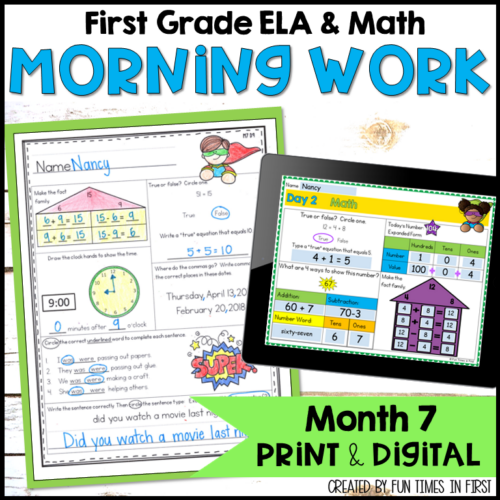 First Grade Morning Work | Printable and Digital Google Slides | Month ...
