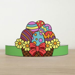 Easter Eggs Basket Paper Crown Headband Printable Easter Craft Coloring ...