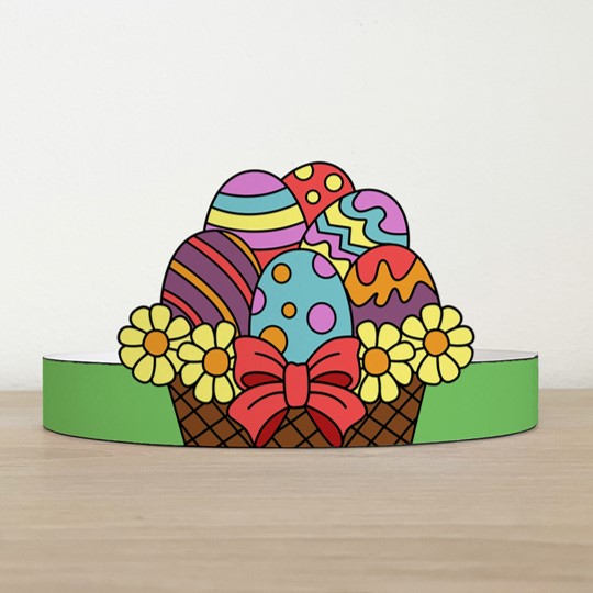 Easter Eggs Basket Paper Crown Headband Printable Easter Craft Coloring ...