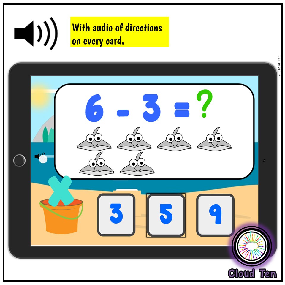 Subtraction to 10 - Cross Out Strategy Boom Cards™ | Digital Task Cards ...
