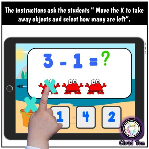 Subtraction to 10 - Cross Out Strategy Boom Cards™ | Digital Task Cards ...