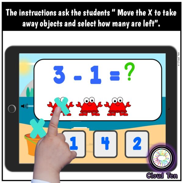 Subtraction to 10 - Cross Out Strategy Boom Cards™ | Digital Task Cards ...