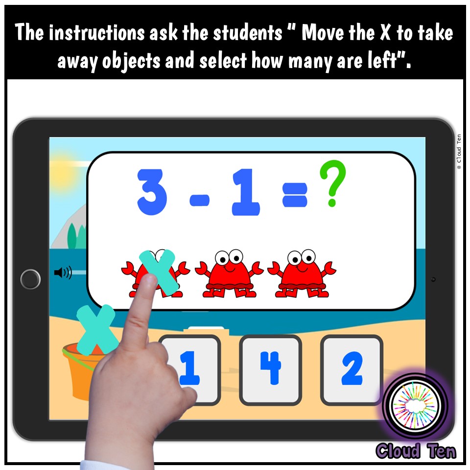 Subtraction to 10 - Cross Out Strategy Boom Cards™ | Digital Task Cards ...
