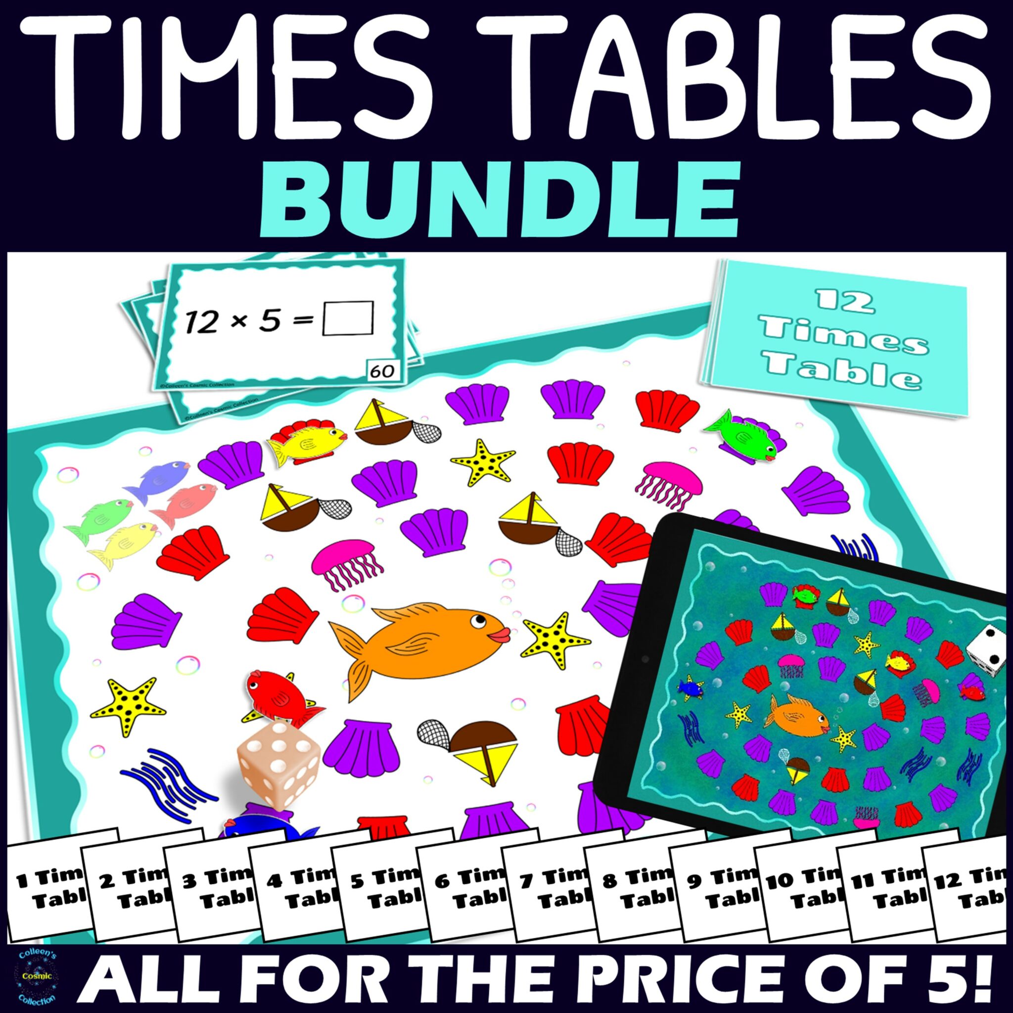 Times Table Task Cards and Game BUNDLE – Underwate | Made By Teachers