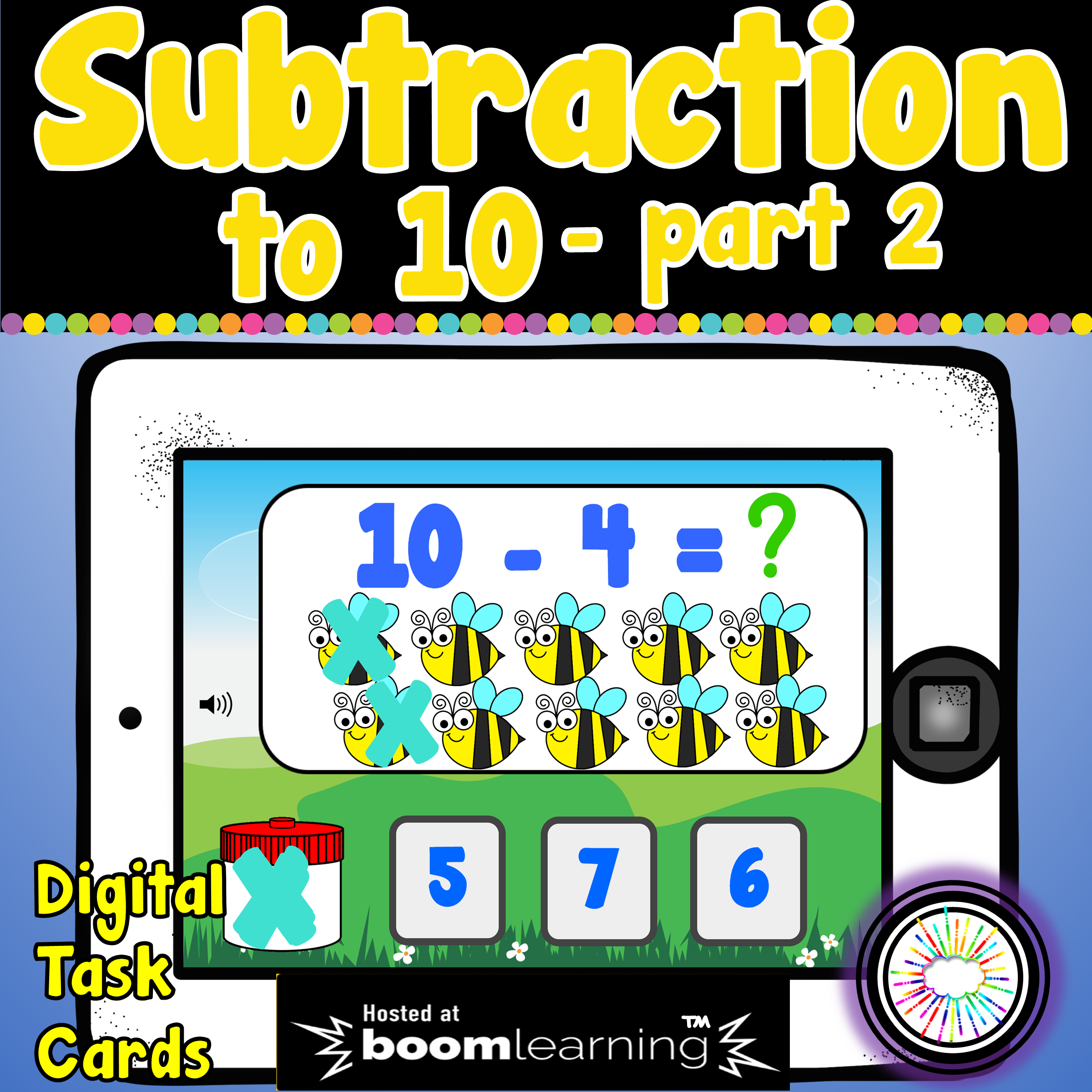 Subtraction to 10 - Part 2 Cross Out Strategy Boom Cards™ | Digital ...