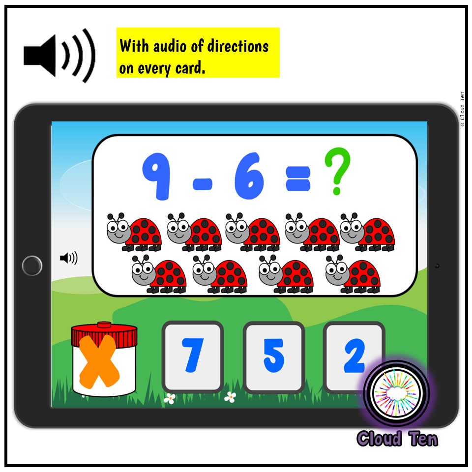 Subtraction to 10 - Part 2 Cross Out Strategy Boom Cards™ | Digital ...