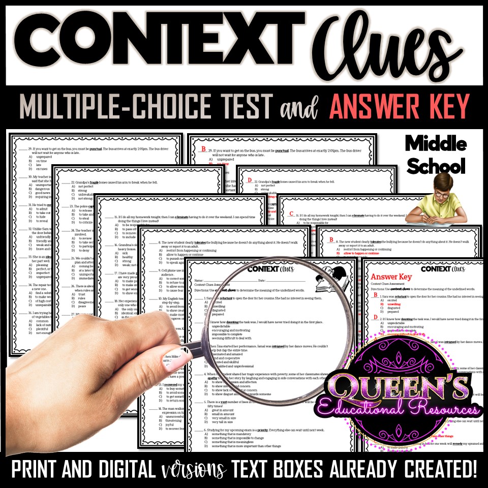 Context Clues Task Cards and Assessment, Reading Comprehension | Made ...