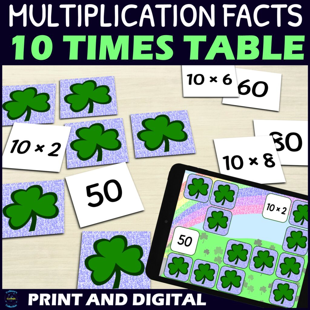 St Patricks Day 10 Times Table Matching Activity | Made By Teachers