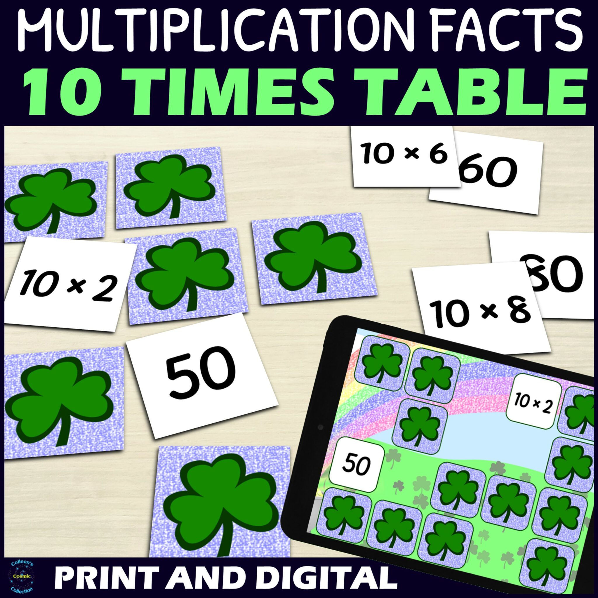 St Patricks Day 10 Times Table Matching Activity | Made By Teachers