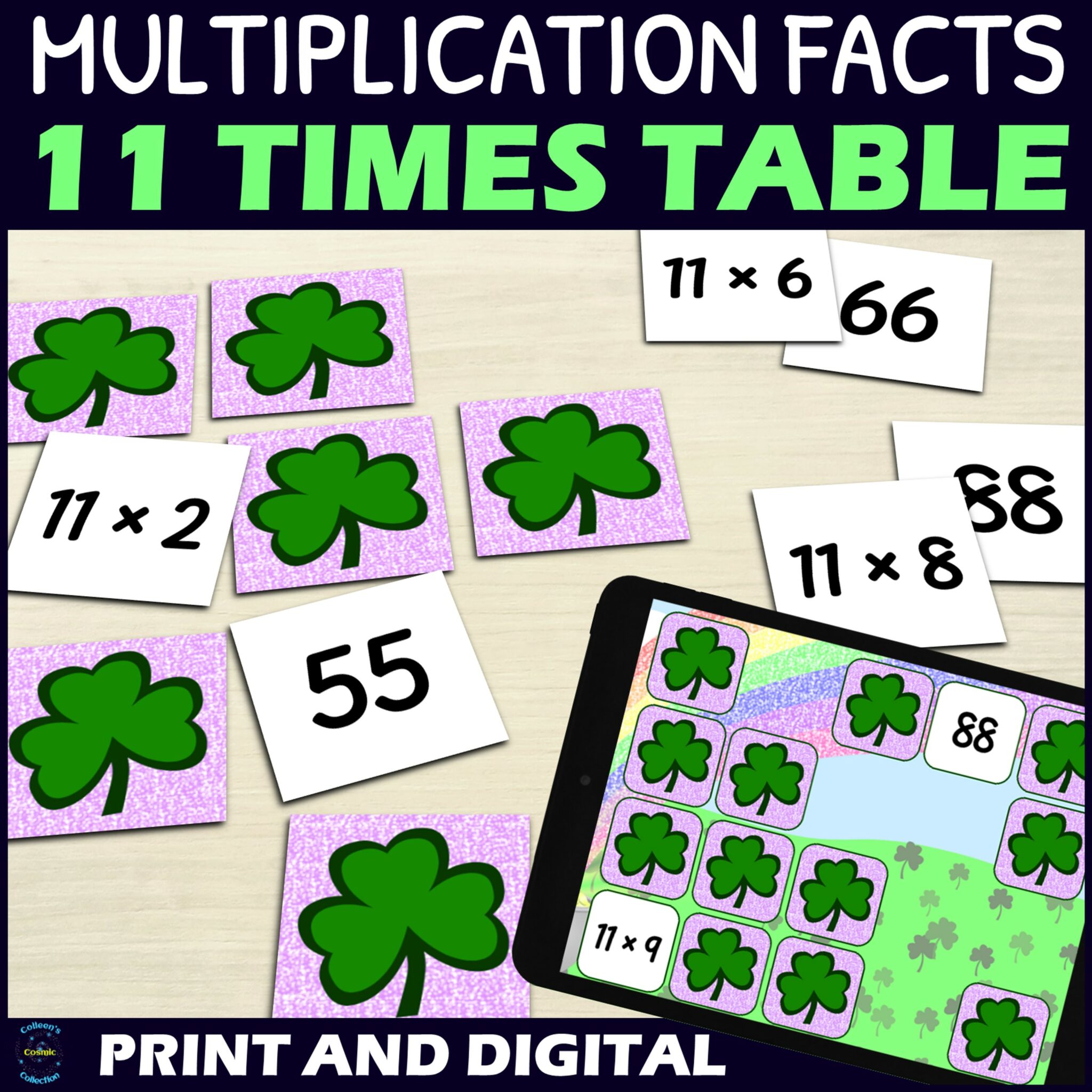 St Patricks Day 11 Times Table Matching Activity | Made By Teachers
