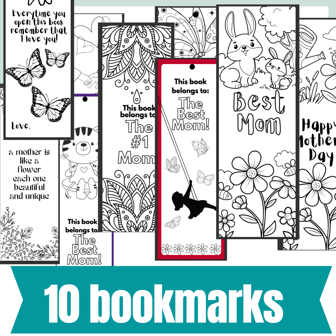 Mother’s Day Coloring Bookmarks 10 Bookmarks for Preschoolers to Color ...