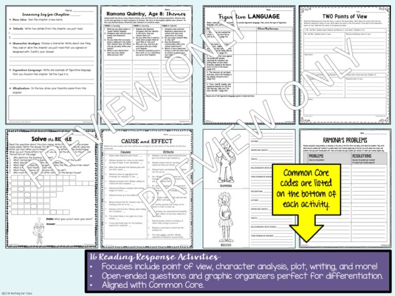 Ramona Quimby, Age 8 Novel Study Unit | Made By Teachers